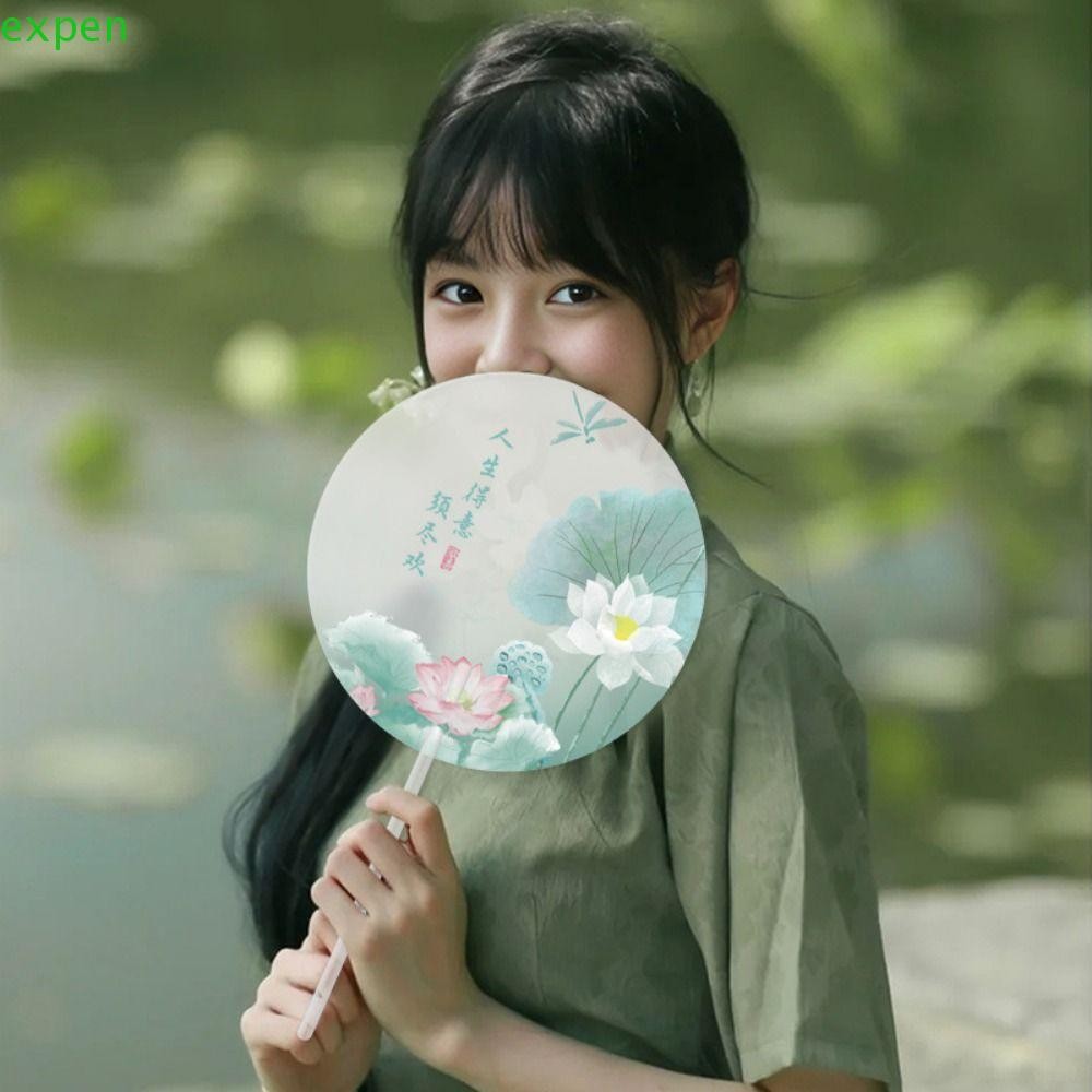 EXPEN Ancient Long-handled Fan, High-looking Anti-break Handheld Round ...