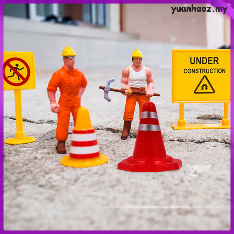 Miniature Traffic Road Cones Roadblock Sign Tall Signs Toy Scene Safety ...