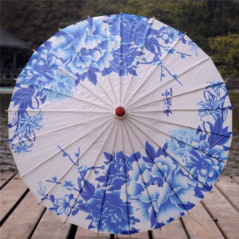 Blue and White Porcelain Oil Paper Umbrella Craft Dance Chinese ...