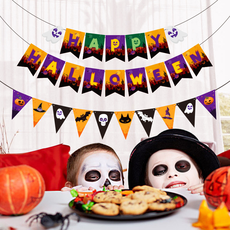 Halloween Letter Flag Triangle Flag Shopping Mall Bar KTV Party ...