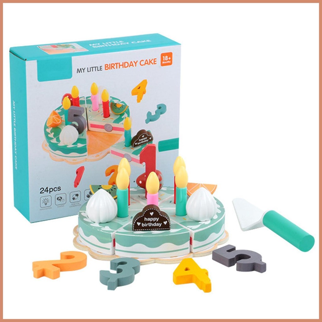 Fake Birthday Cake Interactive Birthday Cake Playset Kids Kitchen Food ...