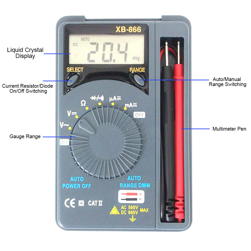 Digital Multimeter AC/DC LCD Voltmeter Tester Tool Lightweight Mini ...