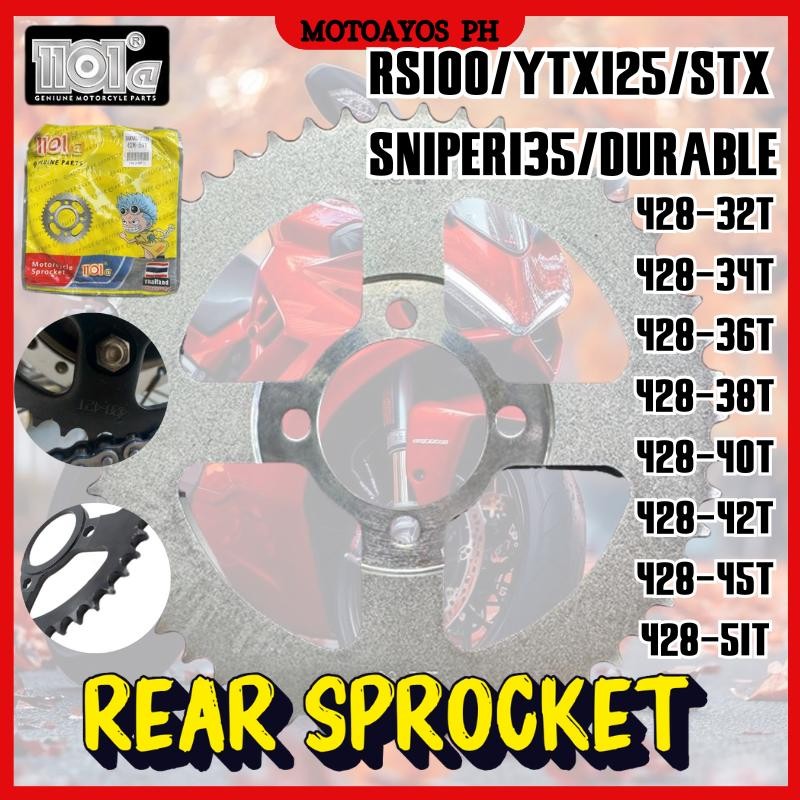 1101@ 428 Rear Sprocket for RS100/YTX 125/SNIPER 135/DURABLE/STX Heavy ...