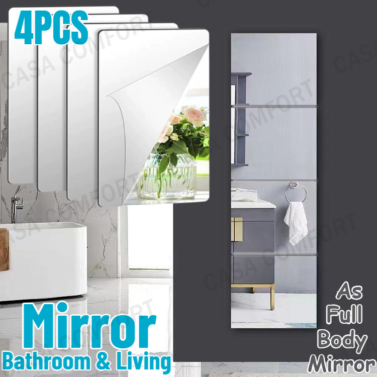Full Body Mirrors Square Self-adhesive Wall Mirror Acrylic Wall ...