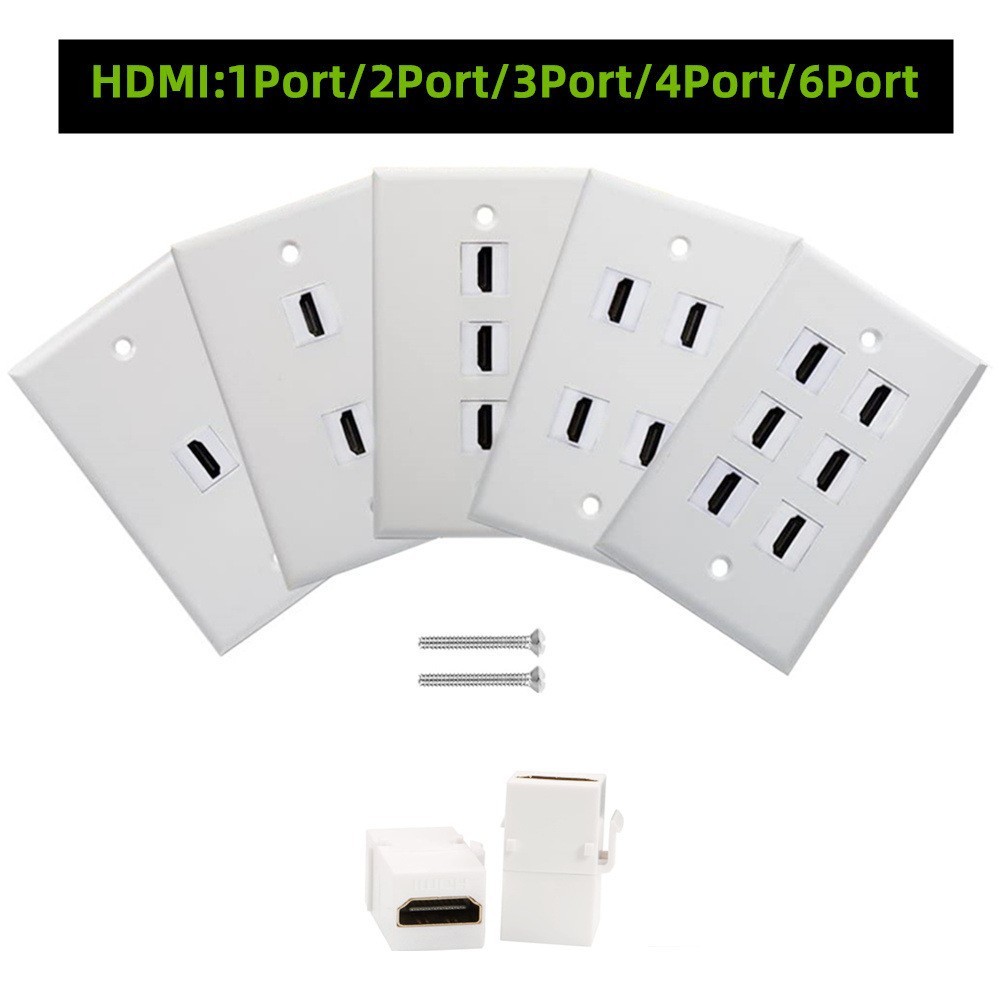 Snap-on Multi-Port HDMI Wall Plug Wall Plug Panel 2-Port 3-Port 4-Port ...