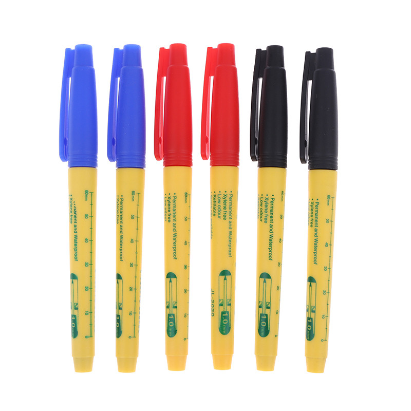 Shopee-5019PH 2PCS 33mm Red/Blue/ck Long Head Marking Pen Woodworking ...