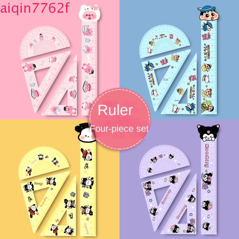 AIQINF Cartoon Pattern Ruler Set, Triangle Protractor Set Stationery ...