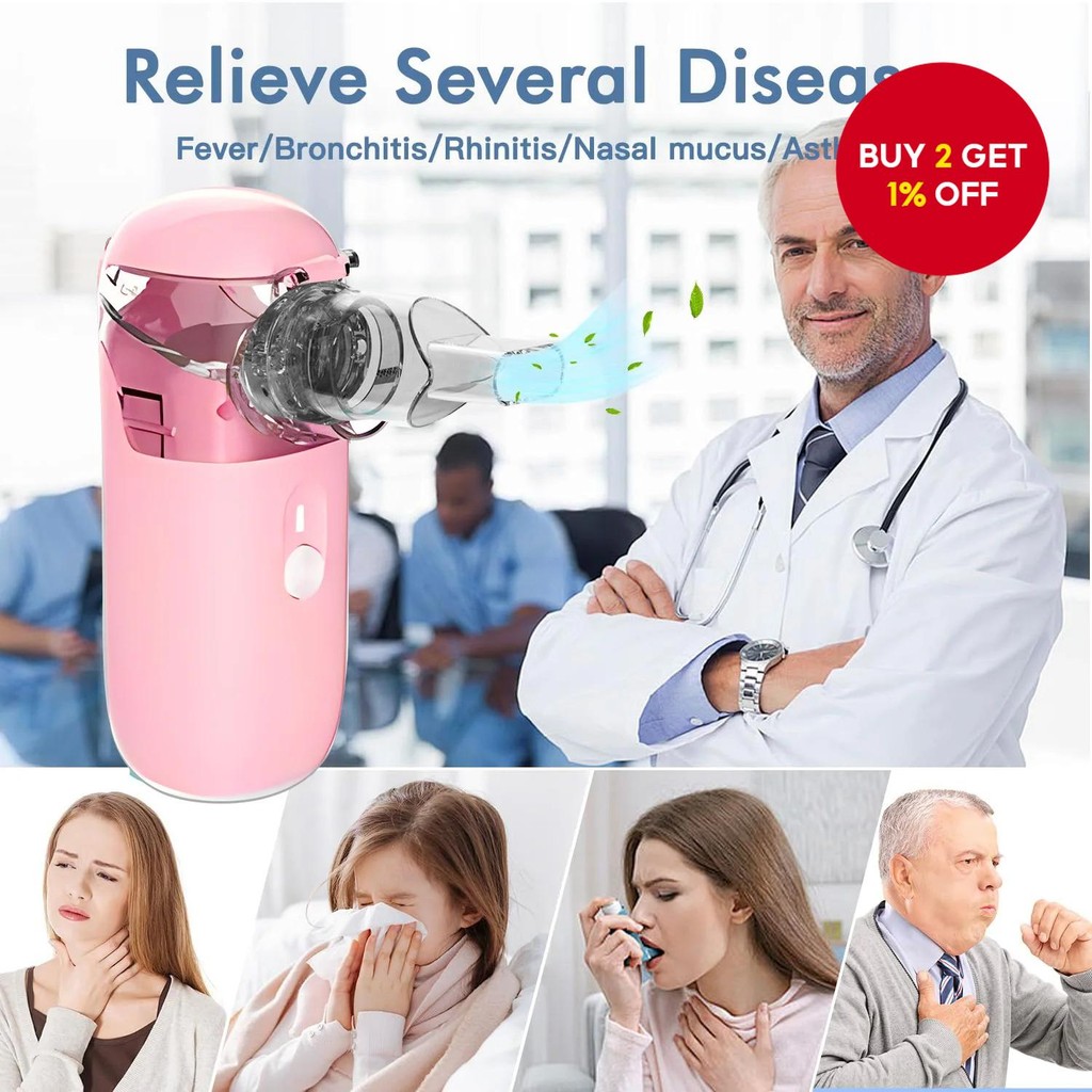 New Portable Ultrasonic Inhaler, Silent Nebulizer, Adjustable for ...