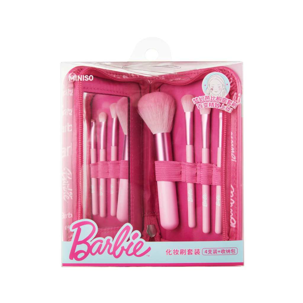 MINISO Barbie Shining Collection Makeup Brushes Set (with Storage case ...