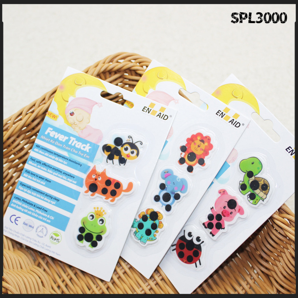 9PCS/Set Cartoon Sticker LCD Forehead Thermometers Fever Bands ...