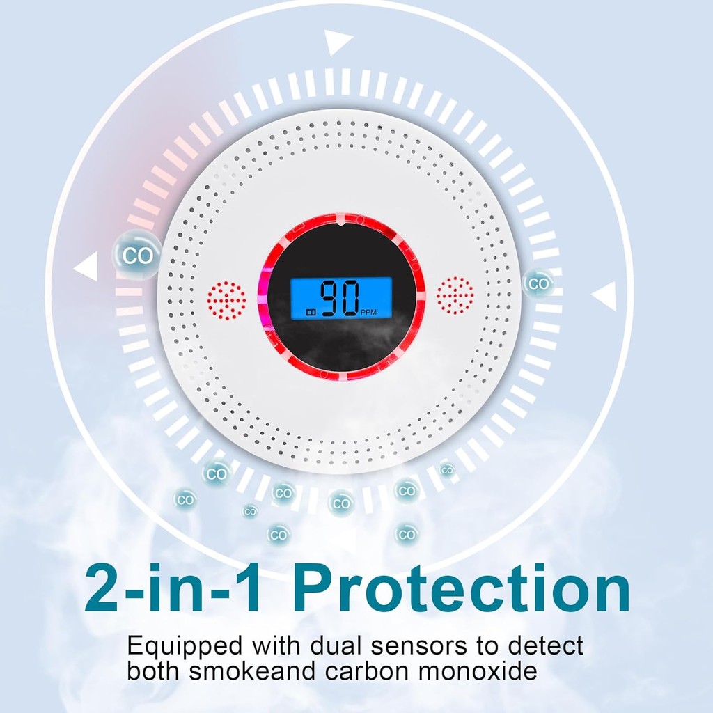 Combination Smoke Alarm and Carbon Monoxide Detector with Digital ...