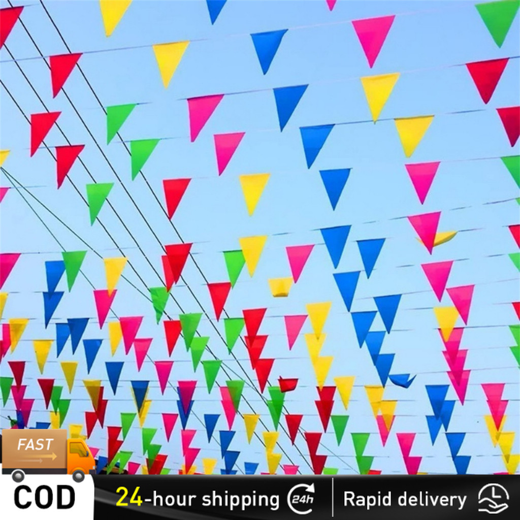 150Pcs 100Meters Triangle Banderitas Fiesta Flag Colorful Pennant ...