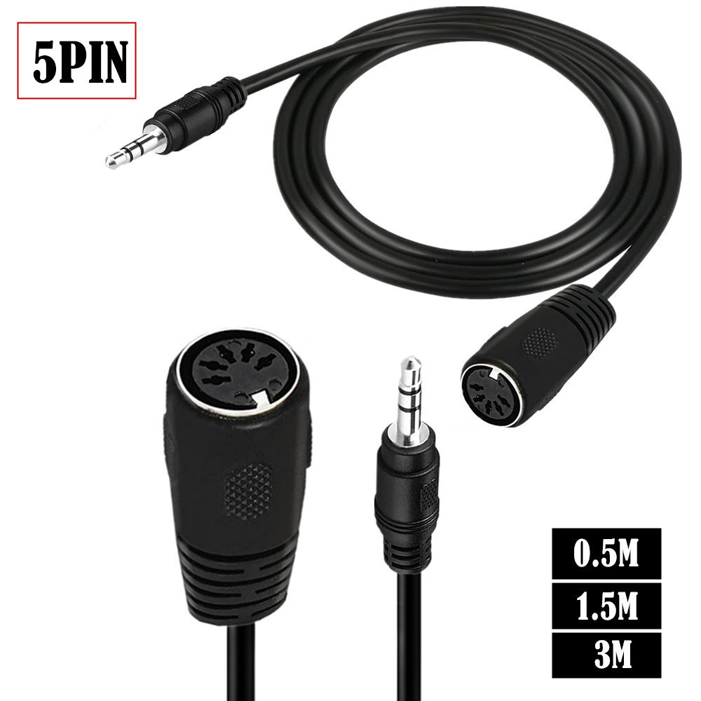 MIDI 5 Pin DIN to 3.5mm Stereo DC Jack Headphone Adapter Audio Cable 0 ...