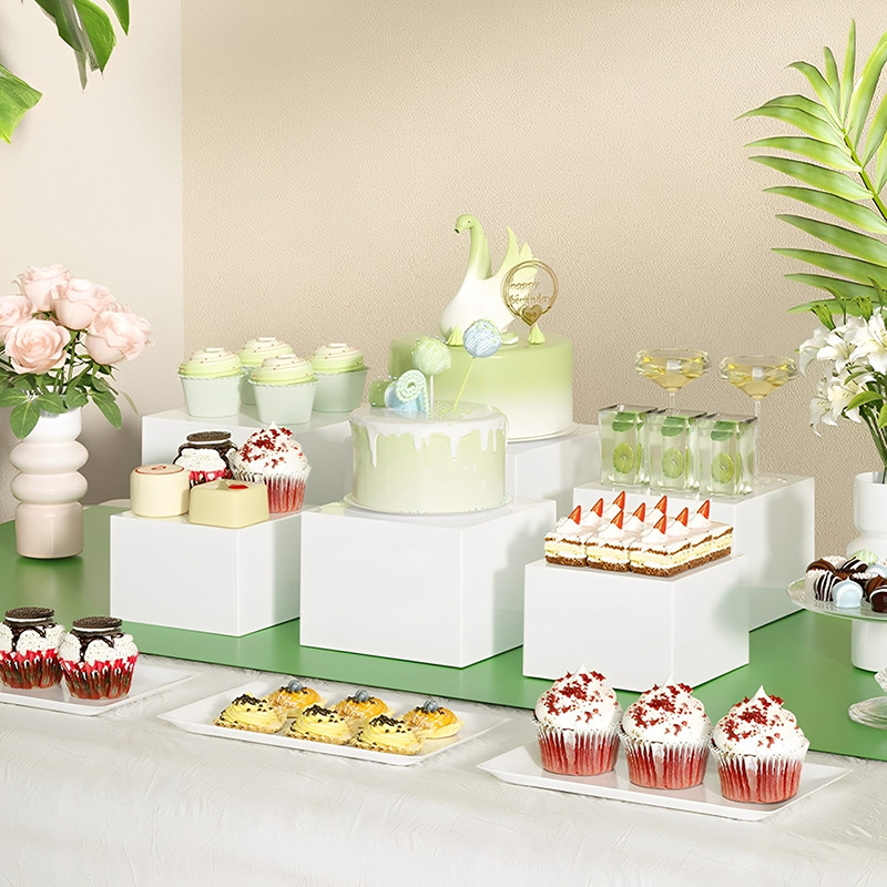 6PCS Buffet Risers Food Display Risers For Party White Acrylic Risers ...