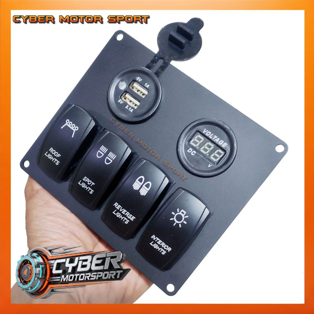 Car dashboard panel instrument 4 switch volt meter dc socket 12 volt 24 ...