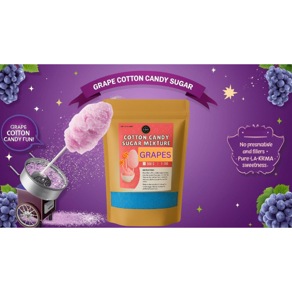 Grape Cotton Candy Sugar 1KG fruity floss spun sugar mix machine ready ...