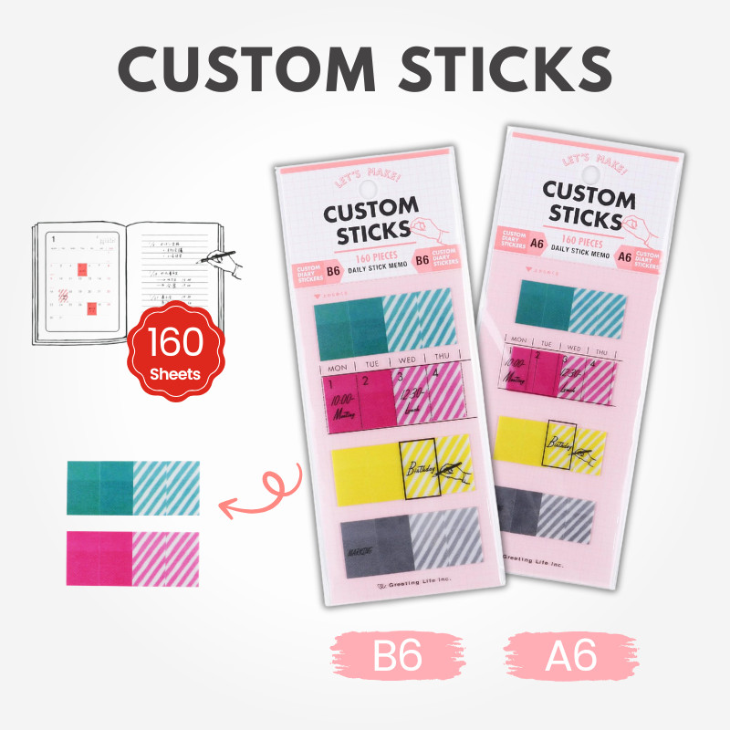 Greeting Life Custom Diary Daily Sticky Notes - A6 & B6 Sizes, Japan ...