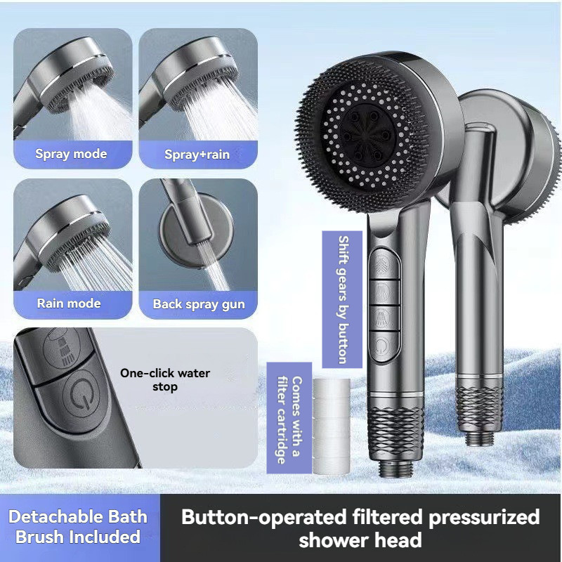 New Shower Head with Pressure Boost Handheld Spray for Bathroom Water ...