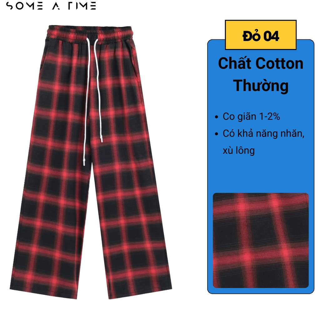 Wide-leg Christmas Red Checkered Pants for Men and Women, Rubber-Coated ...