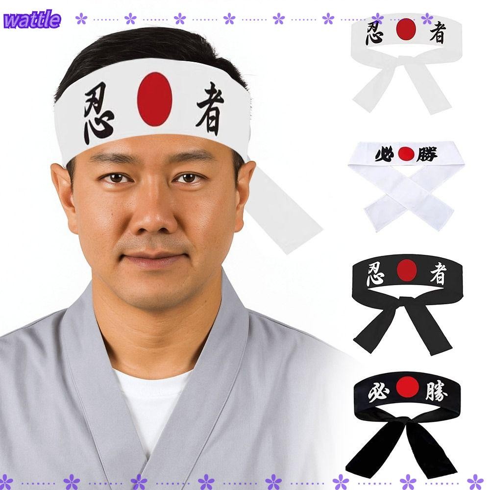 WATTLE Japanese Headband, Hygroscopic Breathable Hachimaki Headband ...