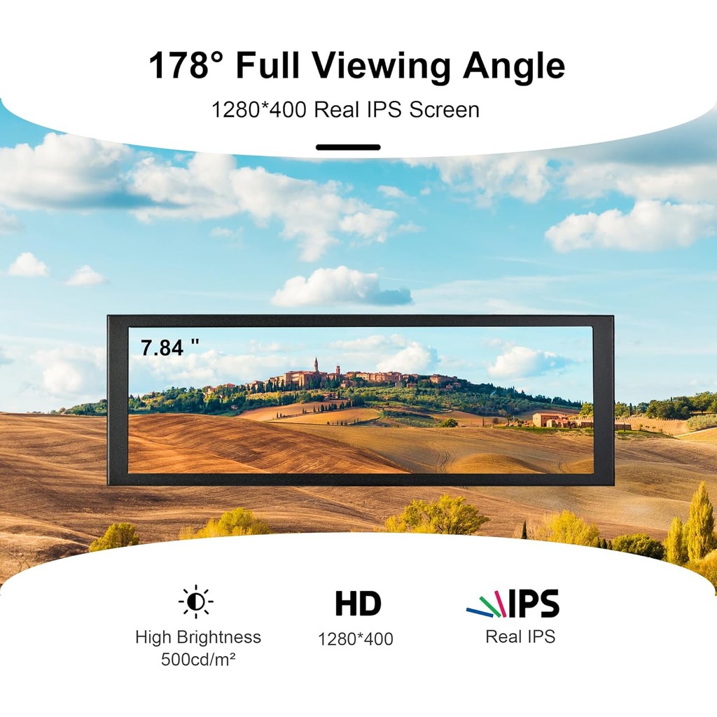 7.84 Inch Mini Monitor HD IPS 1280x400 Secondary Screen Stretched Bar ...