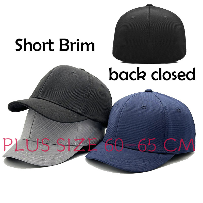 Baseball Cap 5CM Short Brim Back Closed Big Size Peaked Caps Hard Top ...