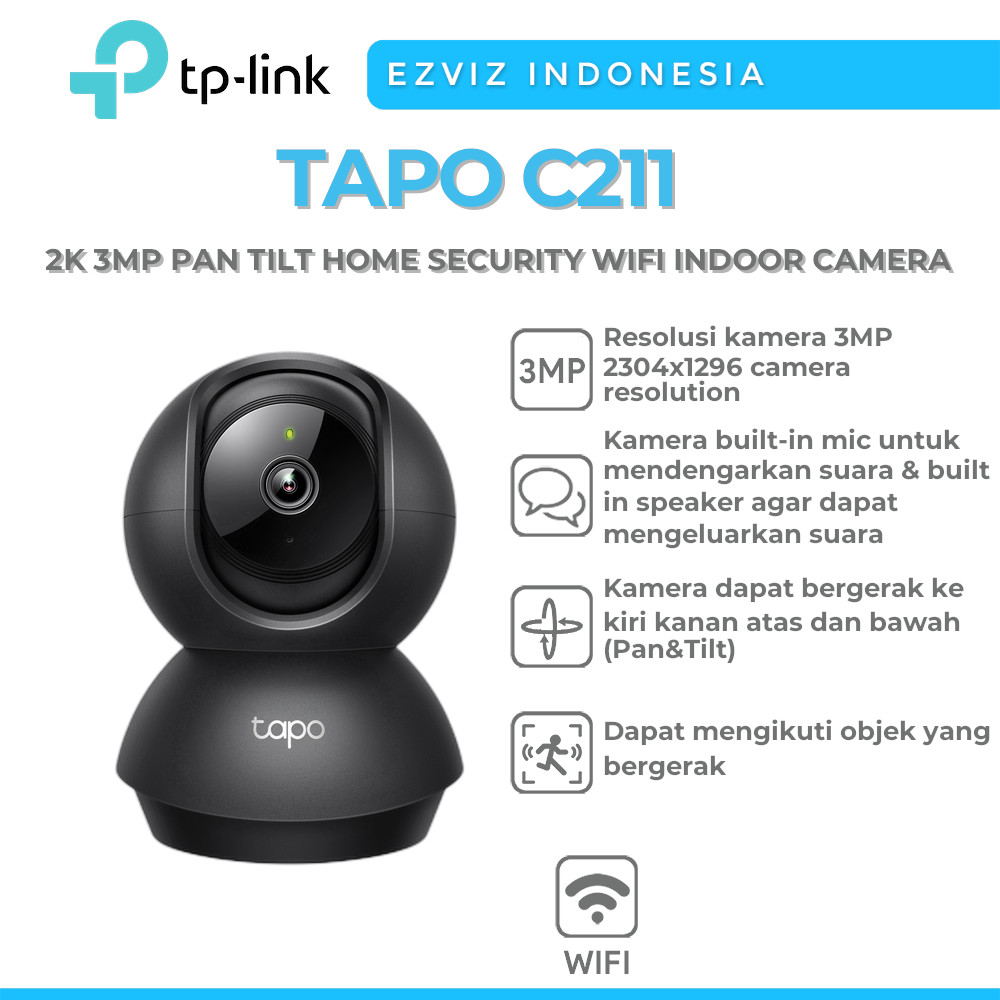TP-LINK TAPO C211 2K 3MP PAN TILT HOME SECURITY 2 WAY AUDIO WIFI INDOOR ...