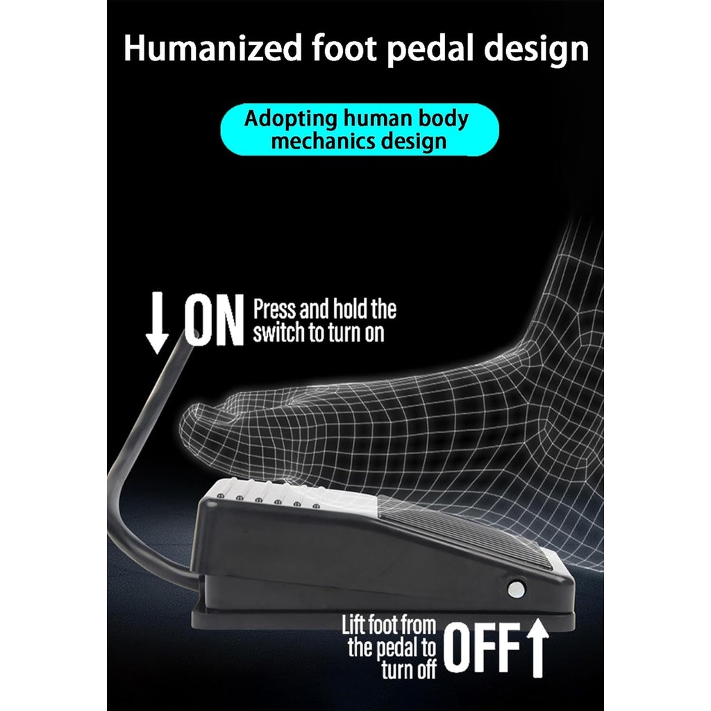 Foot Switch, Foot Pedal Switch 6-ft Cable with 3-Prong Piggyback Plug ...