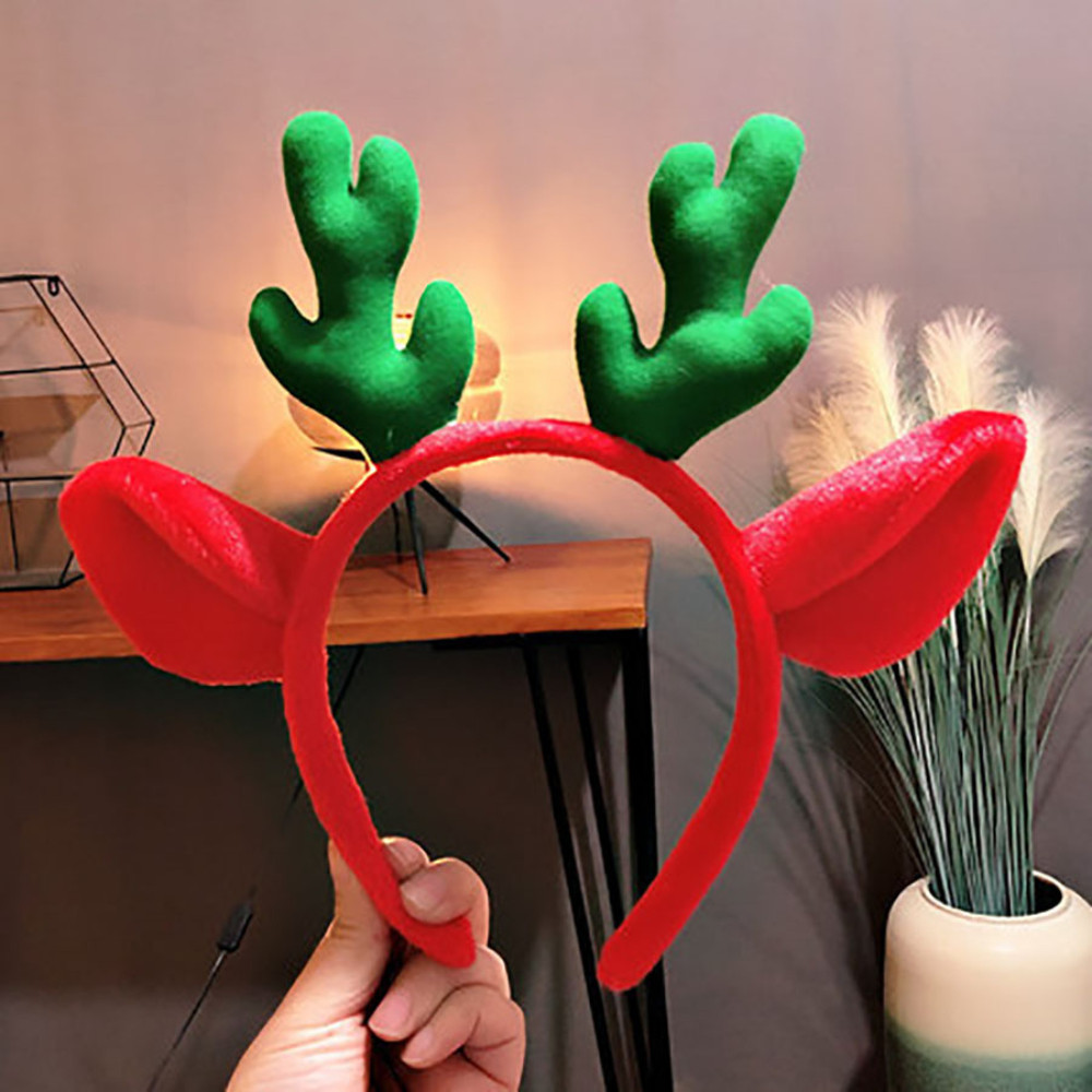 Reindeer Antlers Headband Fluffy Animal Deer Ears Hairband Party Trips ...