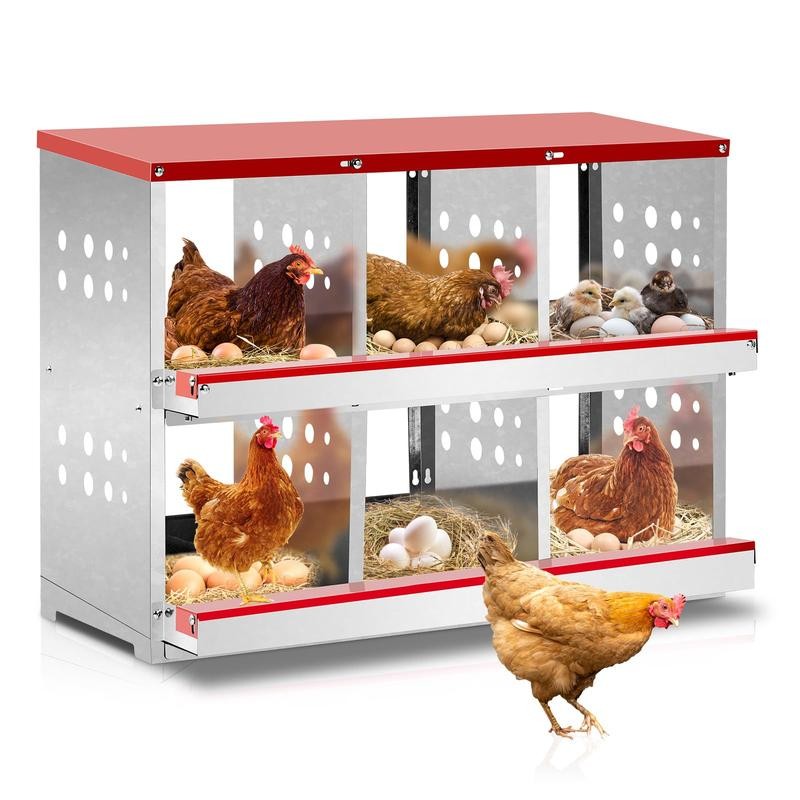 6 Compartment Roll Out Chicken Nesting Box with Basket, Egg Nest Box ...