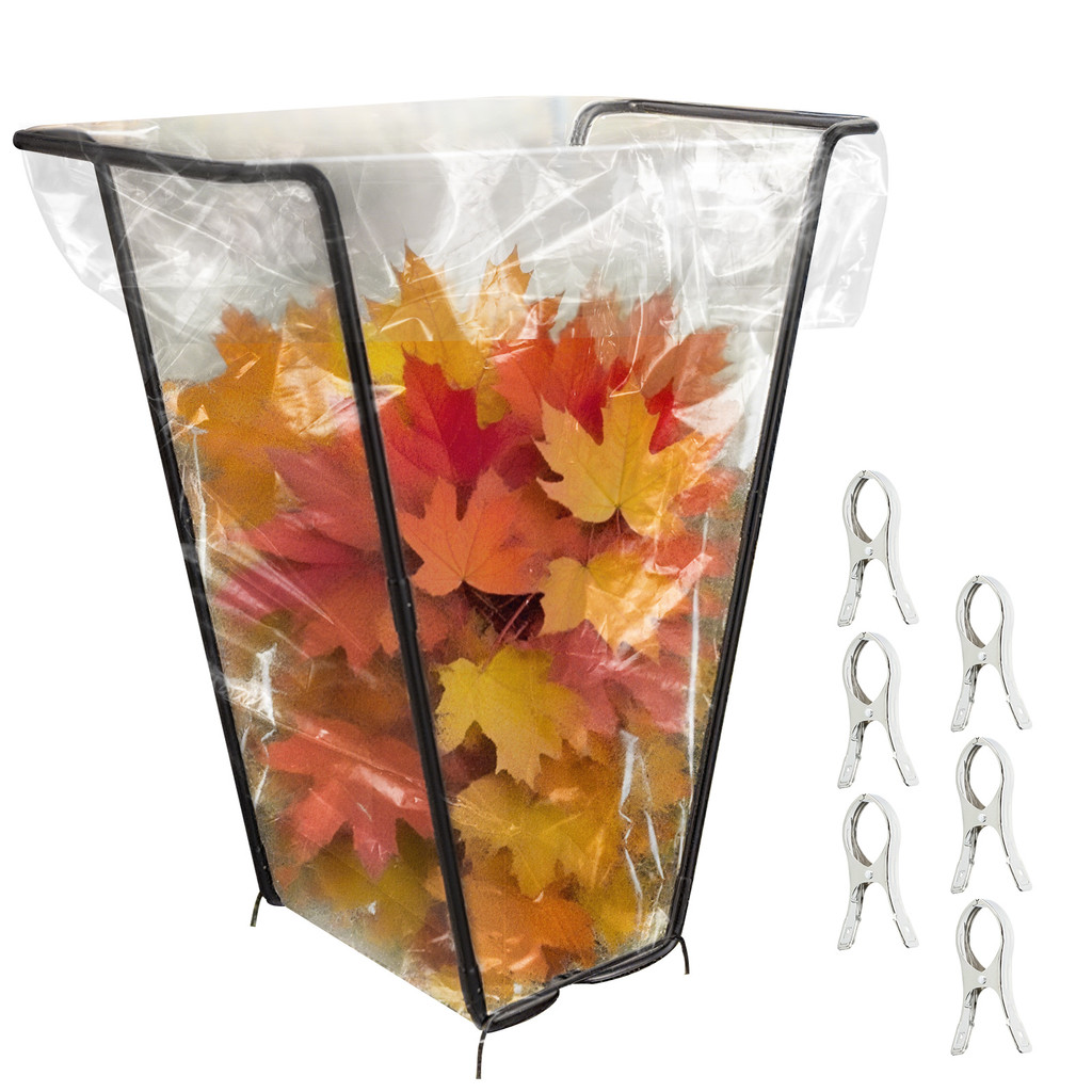 Alloy Foldable Garbage Bag Stand Trash Bag Holder Frame With Clip for ...