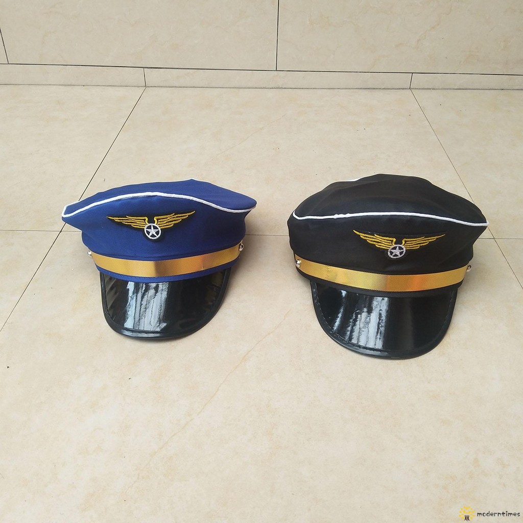 Aviator Airplane Navy Costume Hats Adjustable Pilot Caps with Gold ...