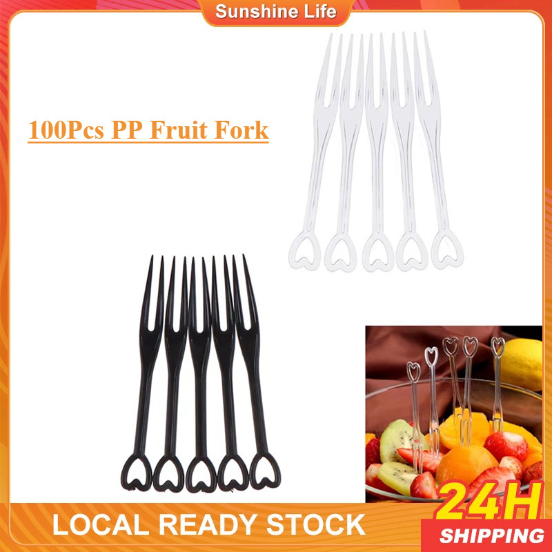 100Pcs Plastic Fruit Fork Cake Dessert Food Fruit Pick Snack Mini Party ...