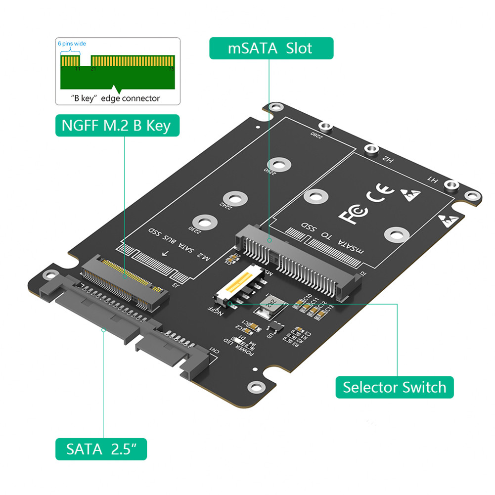 Combo M.2 NGFF B-Key & MSATA SSD To SATA 3.0 Adapter Converter Case ...