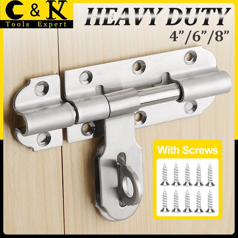 Heavy Duty Barrel Bolt Stainless Steel 4"/ 6"/ 8" With Lock Door Latch ...
