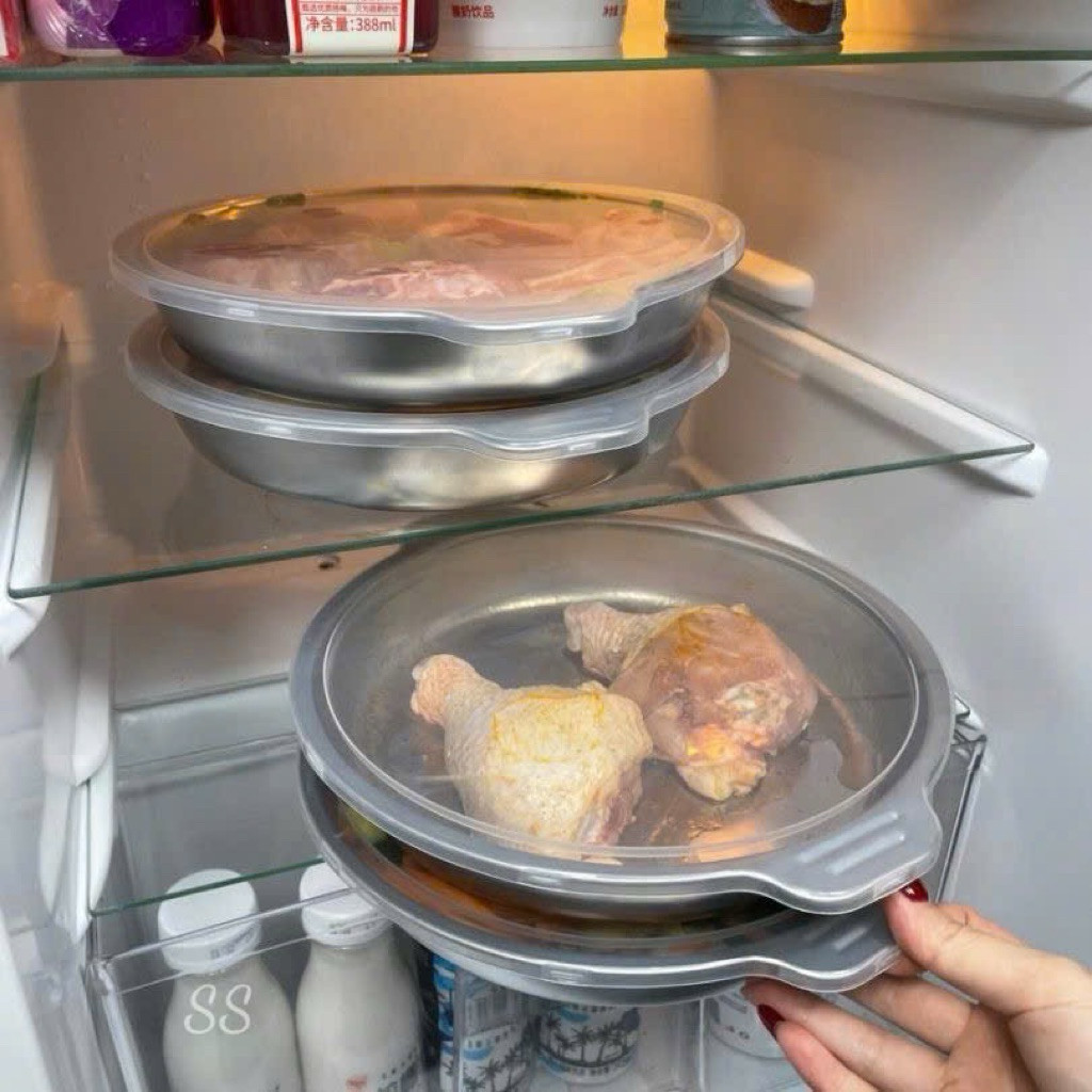 Multi-purpose Stainless Steel Cooking-Food Storage Tray with Lid, Food ...