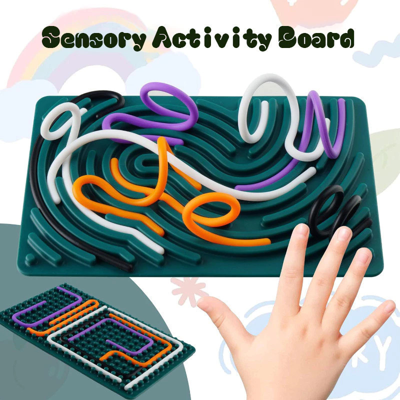 Sensory Activity Board with 10 Strings Silicone Educational Toy For ...