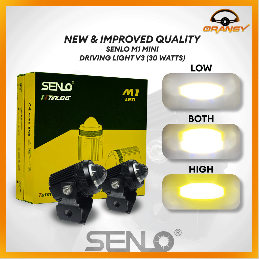SENLO M1 / M1-A+ Mini Driving Light YELLOW WHITE MDL for Motorcycles ...
