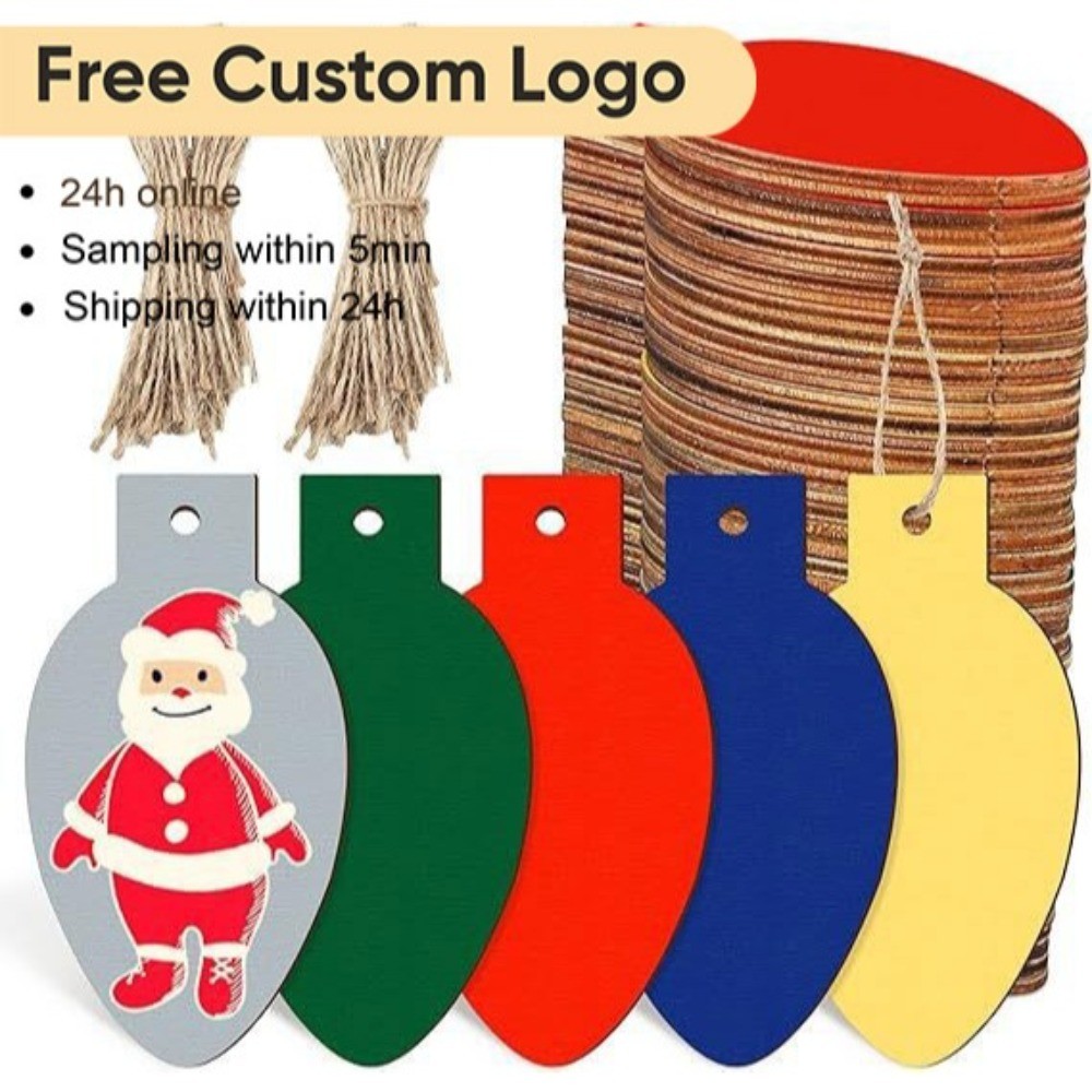 1PCS free custom wooden hang tag suitable for Christmas tree decoration ...