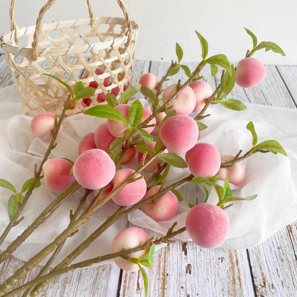 Artificial Peach Plastic Peach Artificial Green Plant Chinese Style ...
