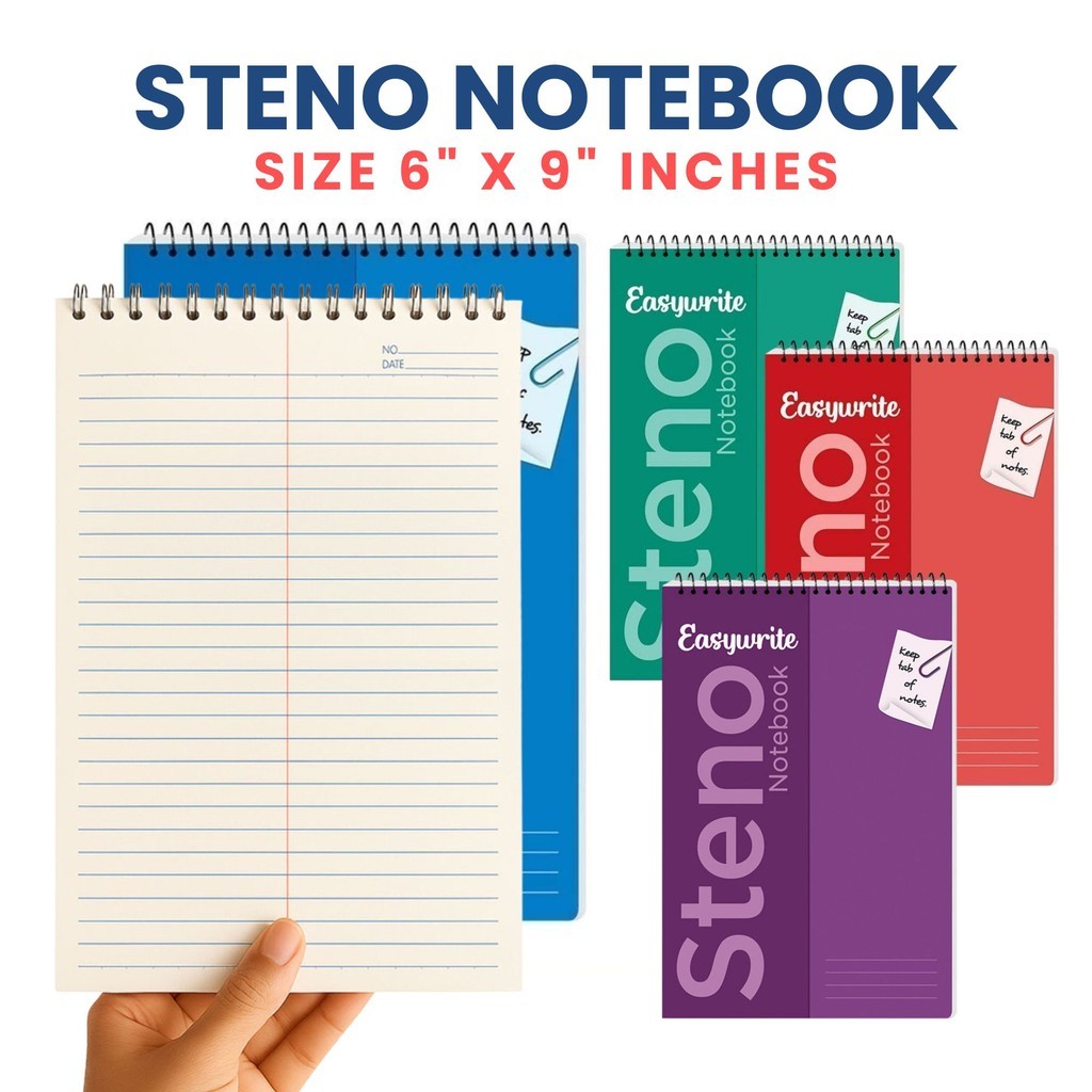 Steno Notebook Spiral Bound Top Flip Notepad 6x9 Inches, 60 Leaves ...