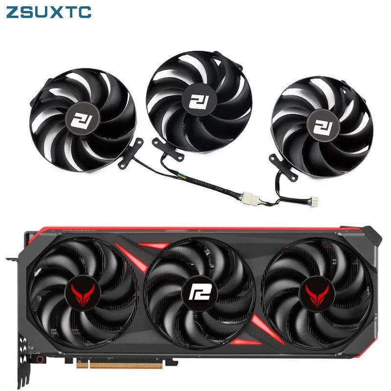 T129215BU RX7700XT 7800XT Fan For PowerColor Radeon RX 7700 7800 XT ...