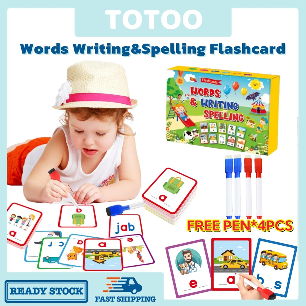 100 cards CVC Word Writing&Spelling Flashcard Educational Toy Kids Learning Phonics Card ...