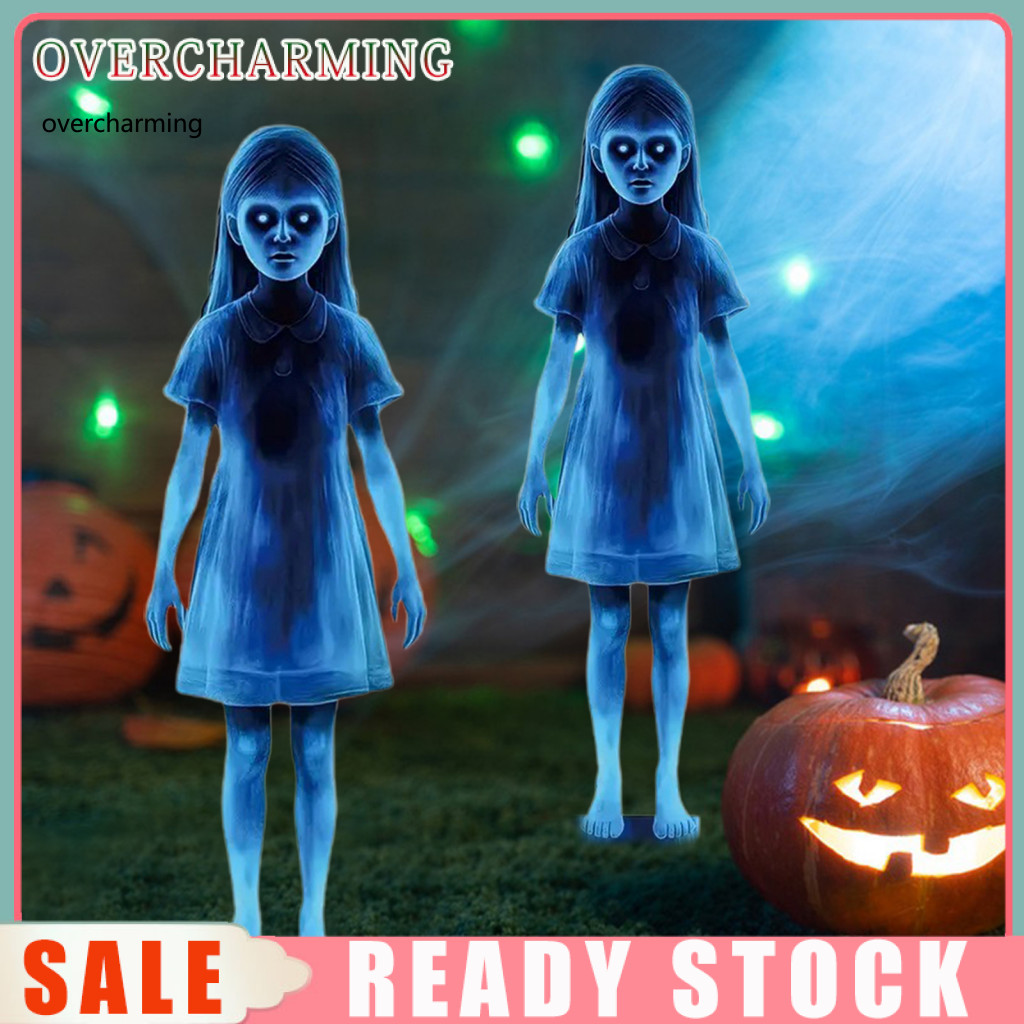 Halloween Ghost Stake Decoration Metal Ghost Yard Stake Spooky Blue ...