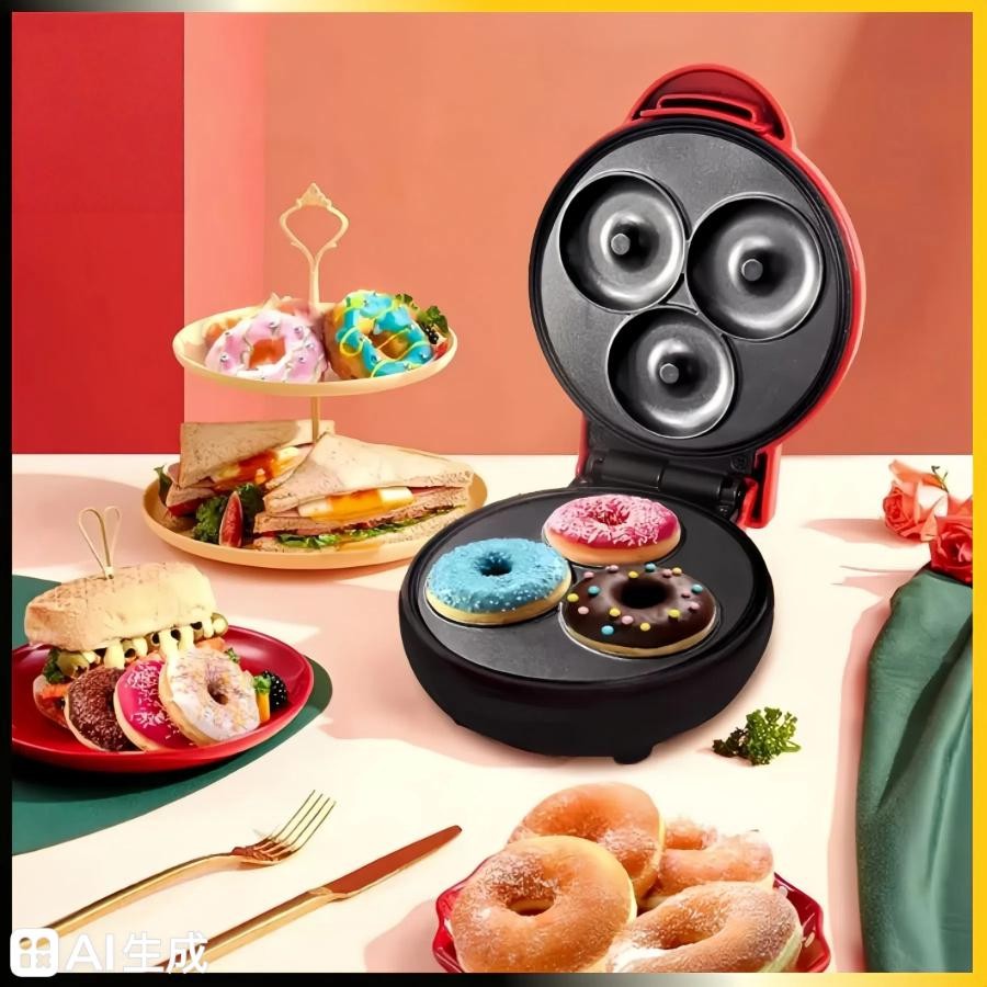 CHH Electric Donut Maker 3 Holes Round Mini Donut Mold Tool Non-Stick ...