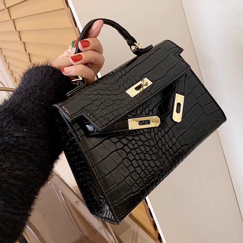 Black Bag 2025 New Style Bag Female Fashion High-End Feel Crocodile ...