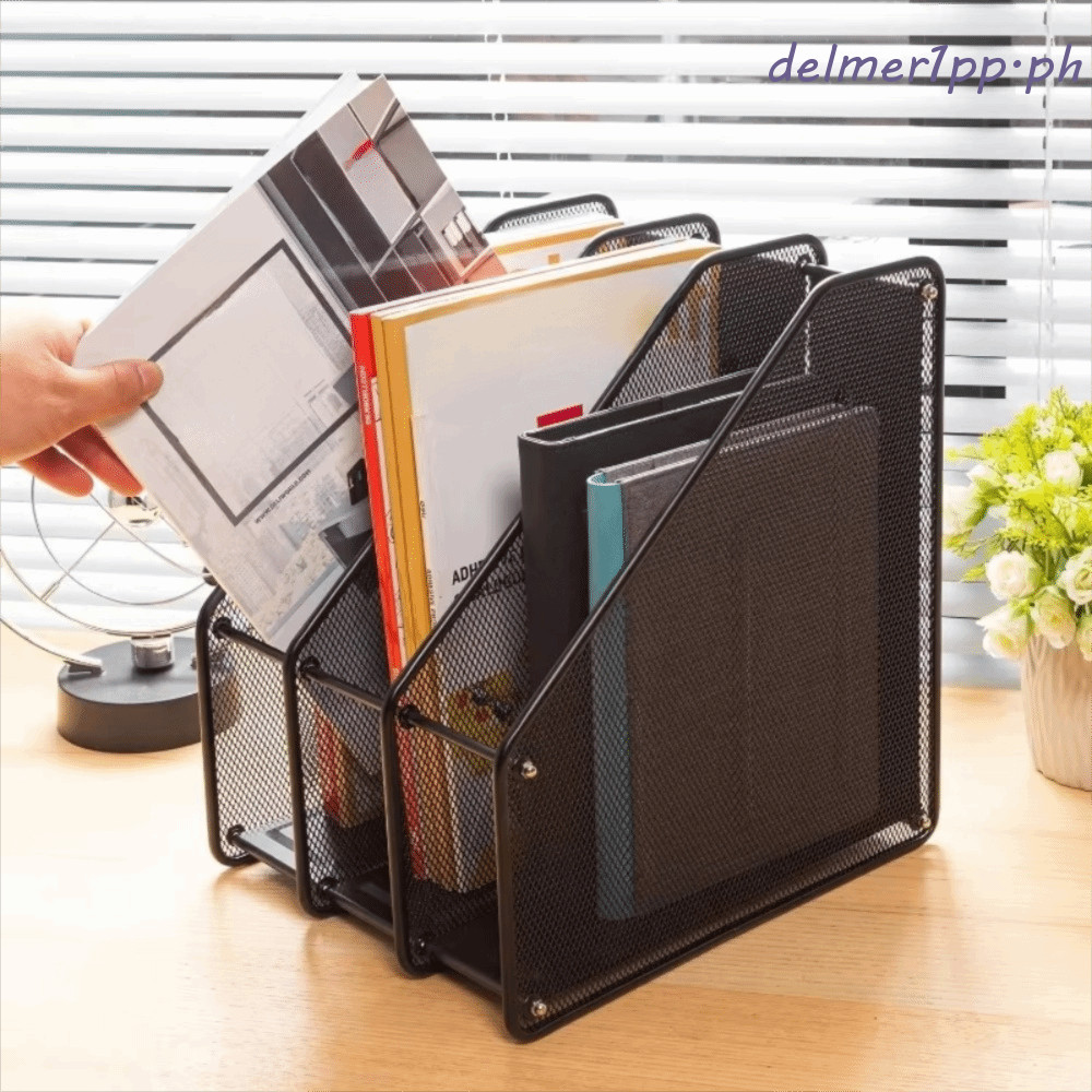 DELMERHOME Metal File Rack, Wire Mesh Data Rack 3 Tier File Frame ...