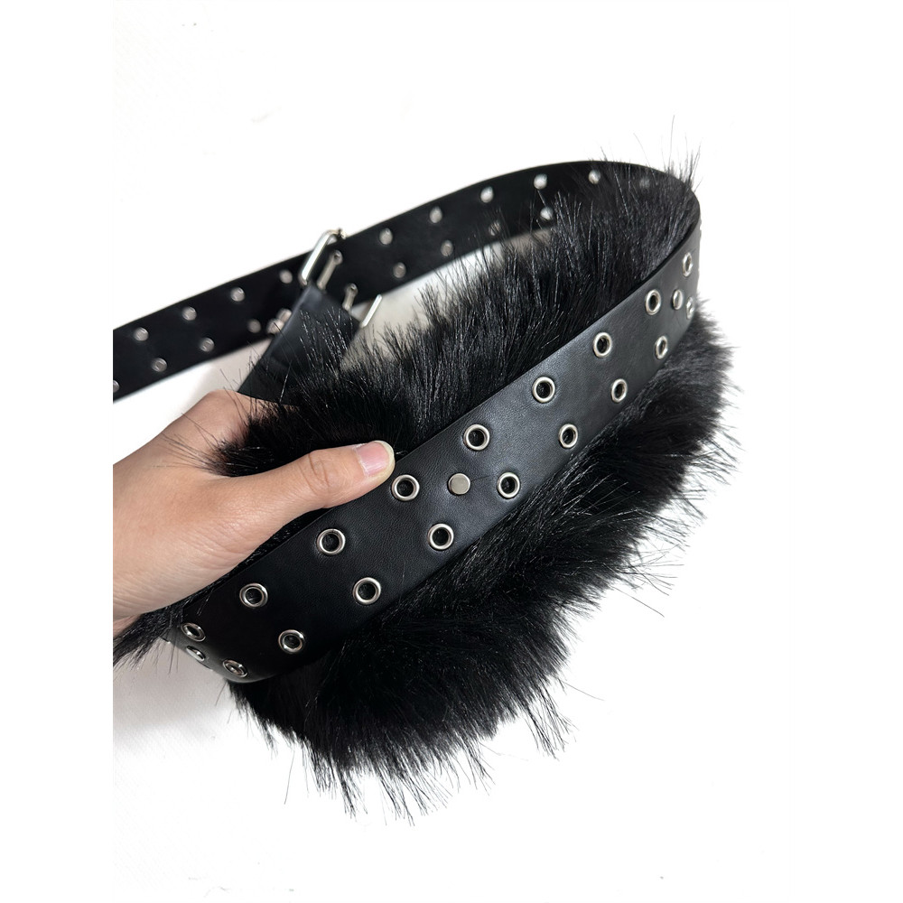 New Retro Asian Culture Punk Belt Unique y2k Furry Girdle Hot Girl High ...