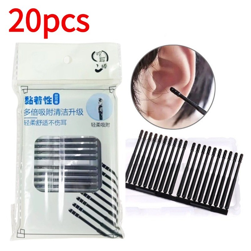 Disposable Sticky Ear Swabs 20Pcs - Rotational Viscosity Cleaner Stick ...