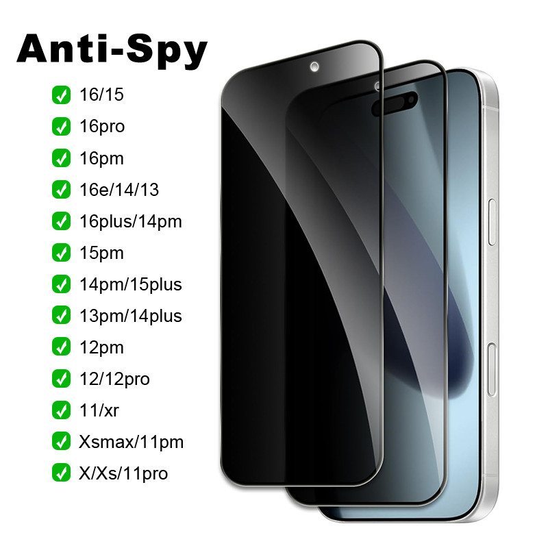 Anti-Spy Privacy Tempered Glass Compatible For iPhone 11 12 13 14 15 16 ...